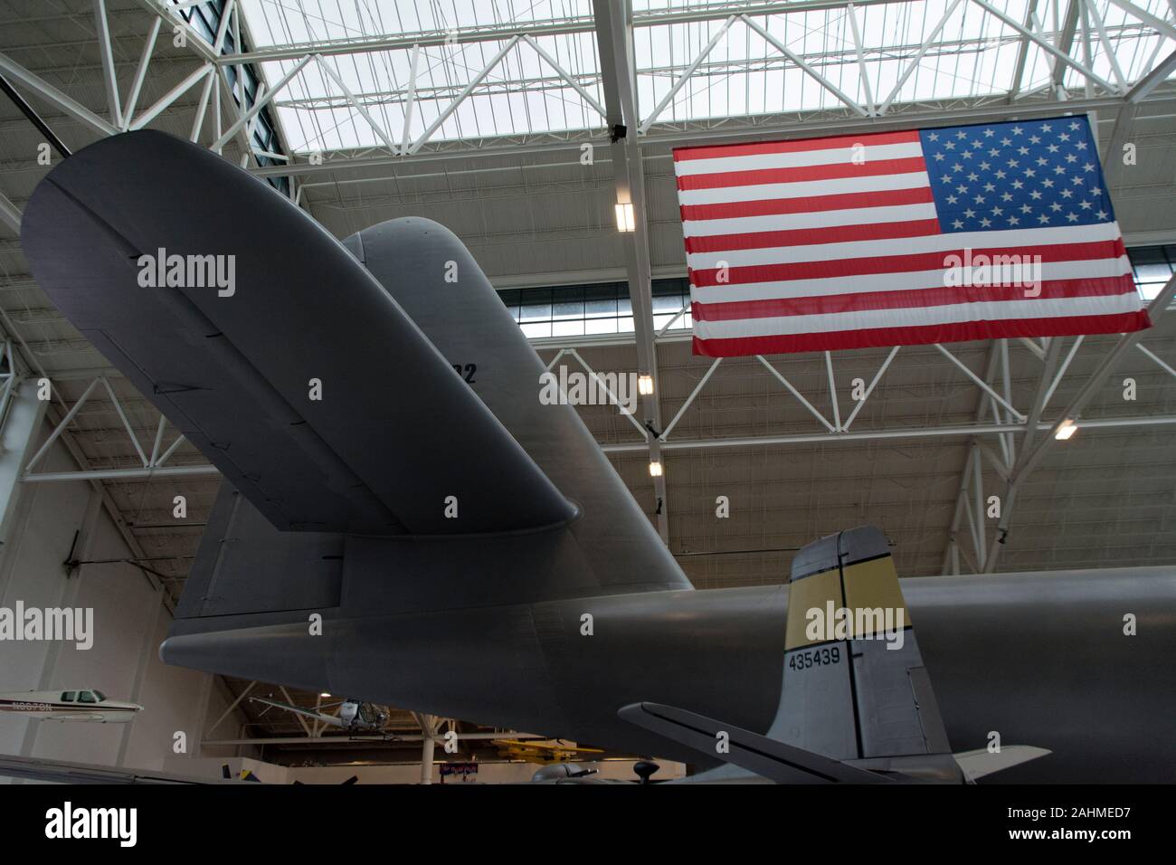 Howard Hughes 's plane, the spruce goose, in a hanger at the Evergreen ...