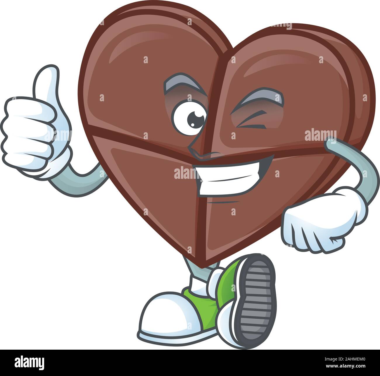 cartoon character of chocolate bar love making Thumbs up gesture Stock ...