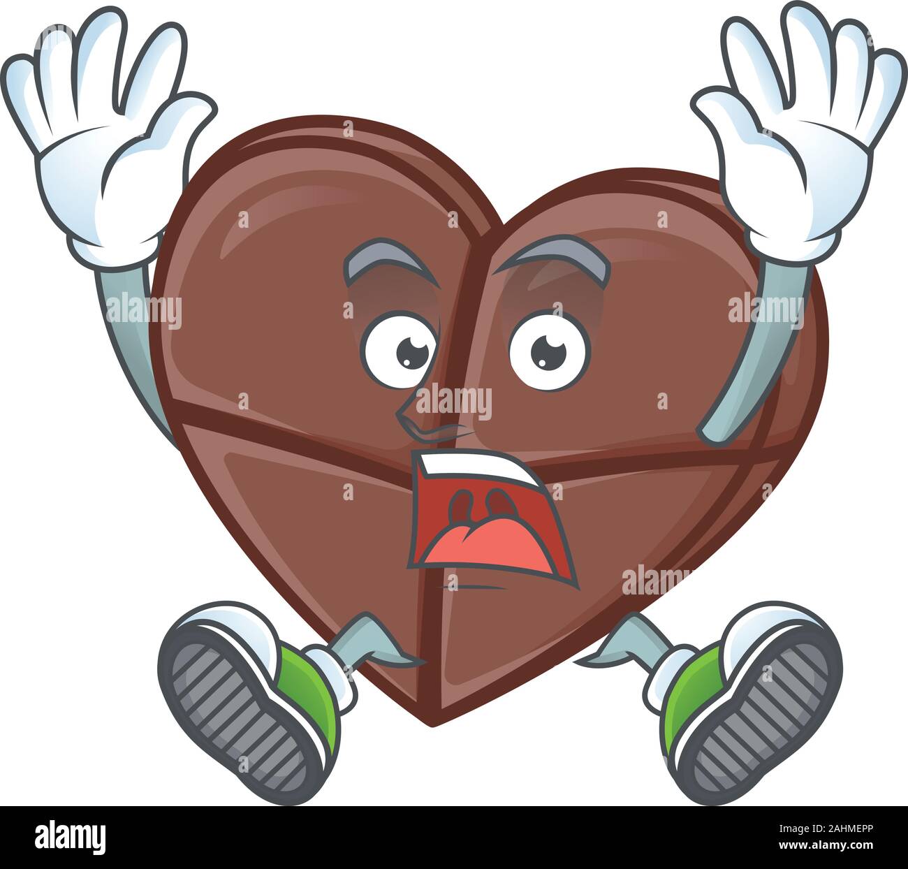 Cartoon character of chocolate bar love style with shocking gesture ...