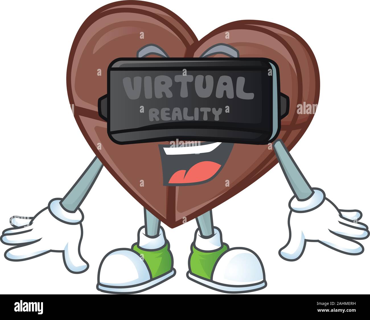 cool chocolate bar love character with Virtual reality headset Stock ...