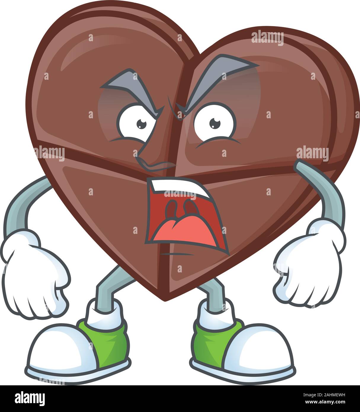 angry face of chocolate bar love cartoon character style Stock Vector ...