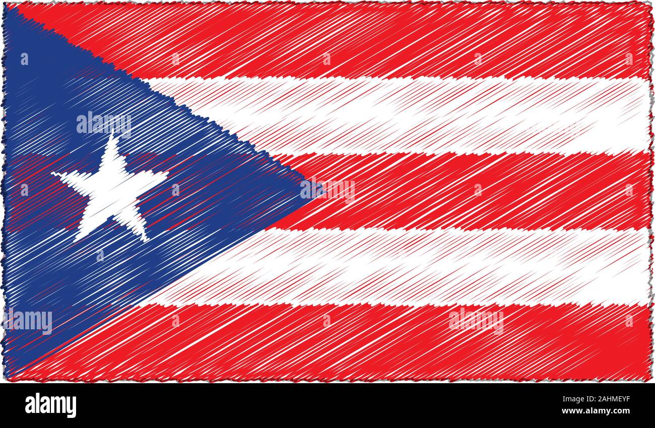 Vector Drawing of Sketch Style Puerto Rico Flag Stock Vector Image & Art - Alamy