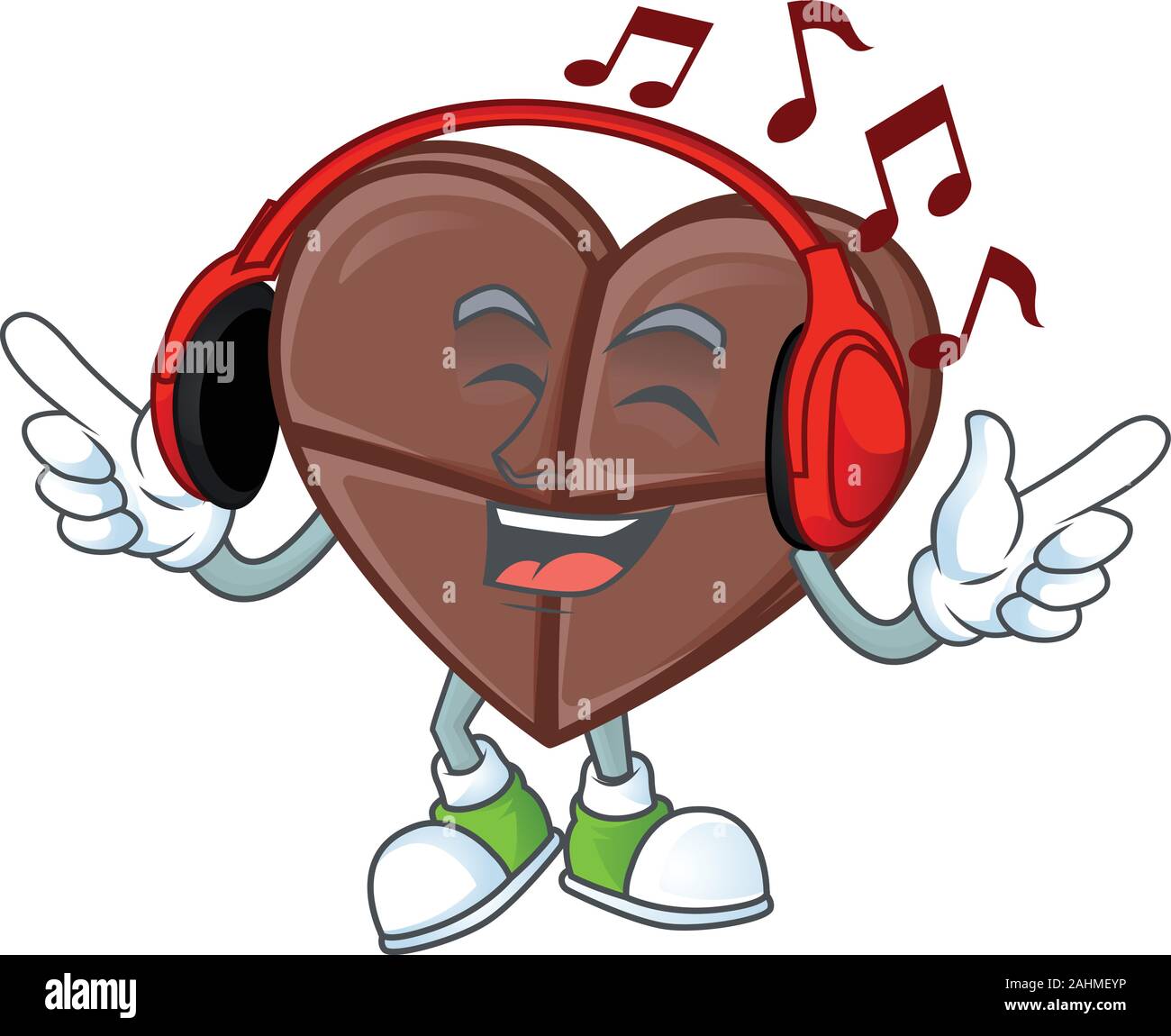 Singing and Listening music chocolate bar love cartoon character Stock ...