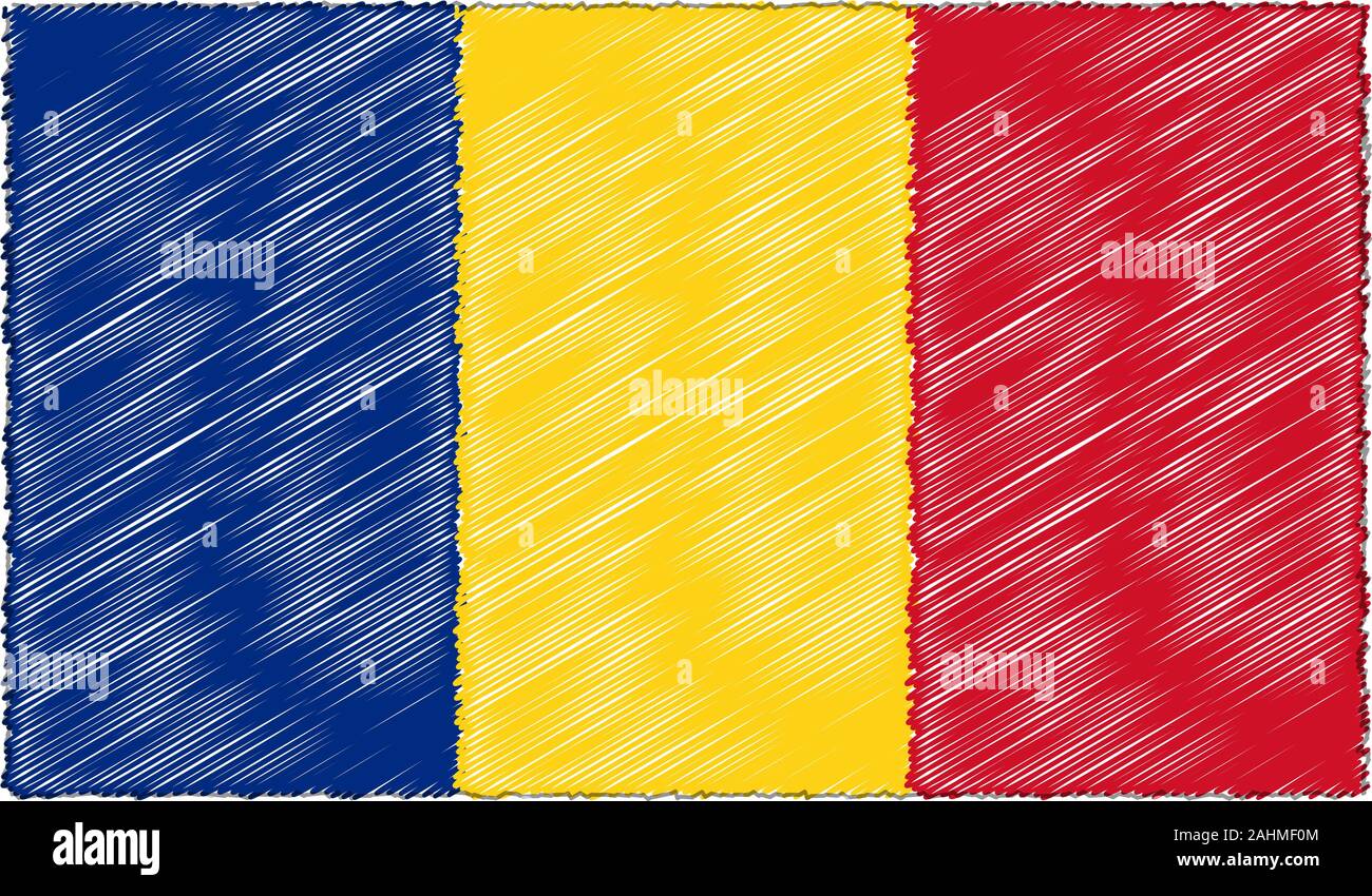 Vector Drawing of Sketch Style Romania Flag Stock Vector Image & Art ...