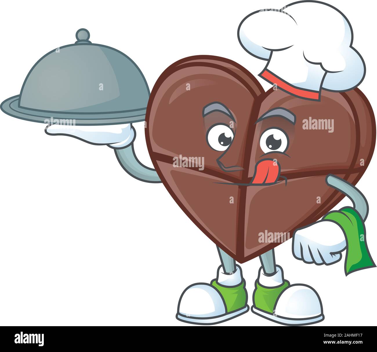 Cute chocolate bar love as a Chef with hat and tray cartoon style ...