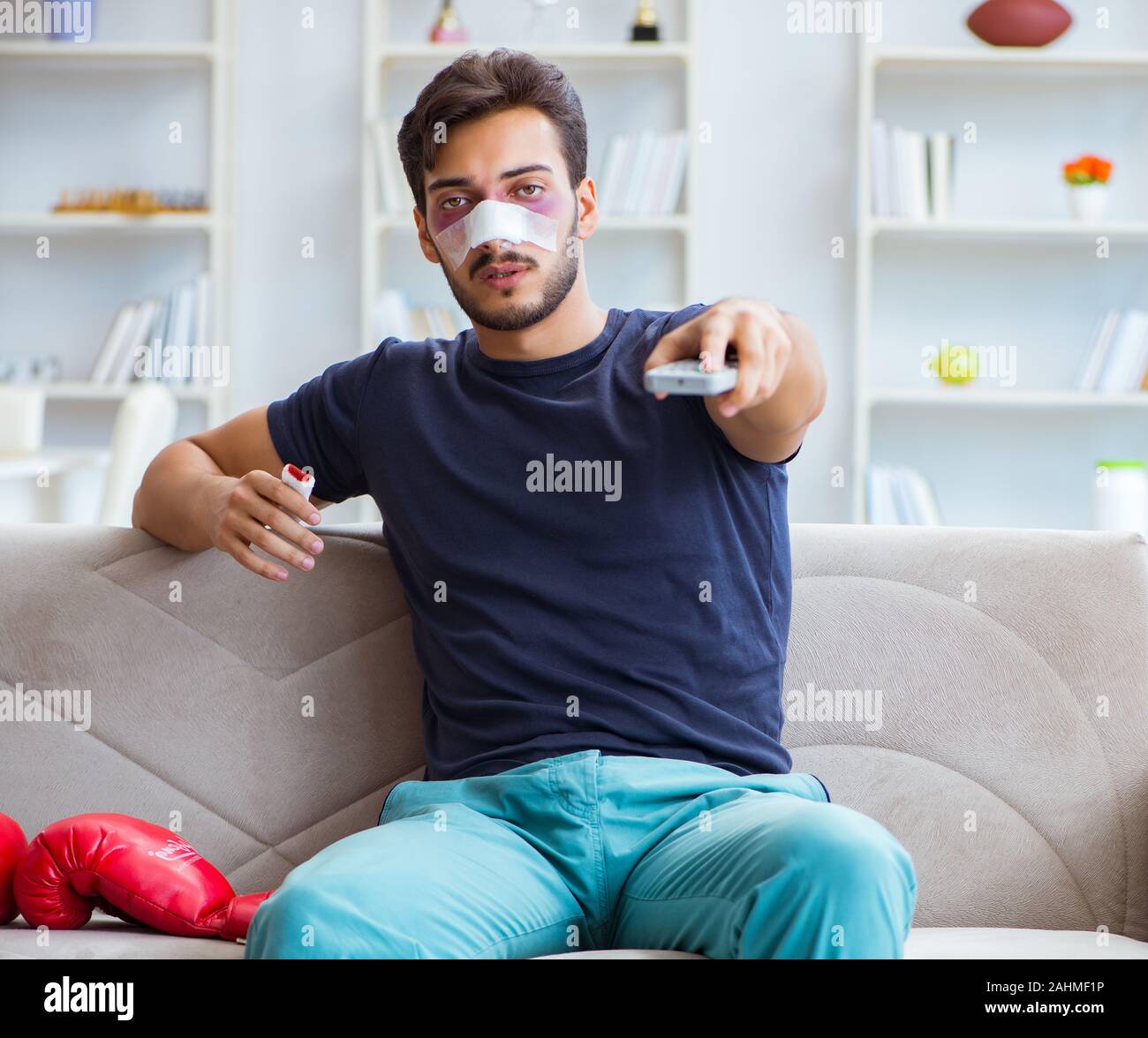 Young man defeated in sports game suffered loss with broken bleeding ...