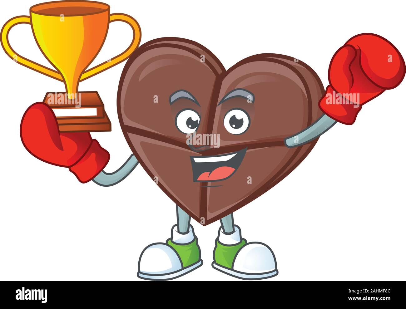 Super cool Boxing winner chocolate bar love in mascot cartoon style ...
