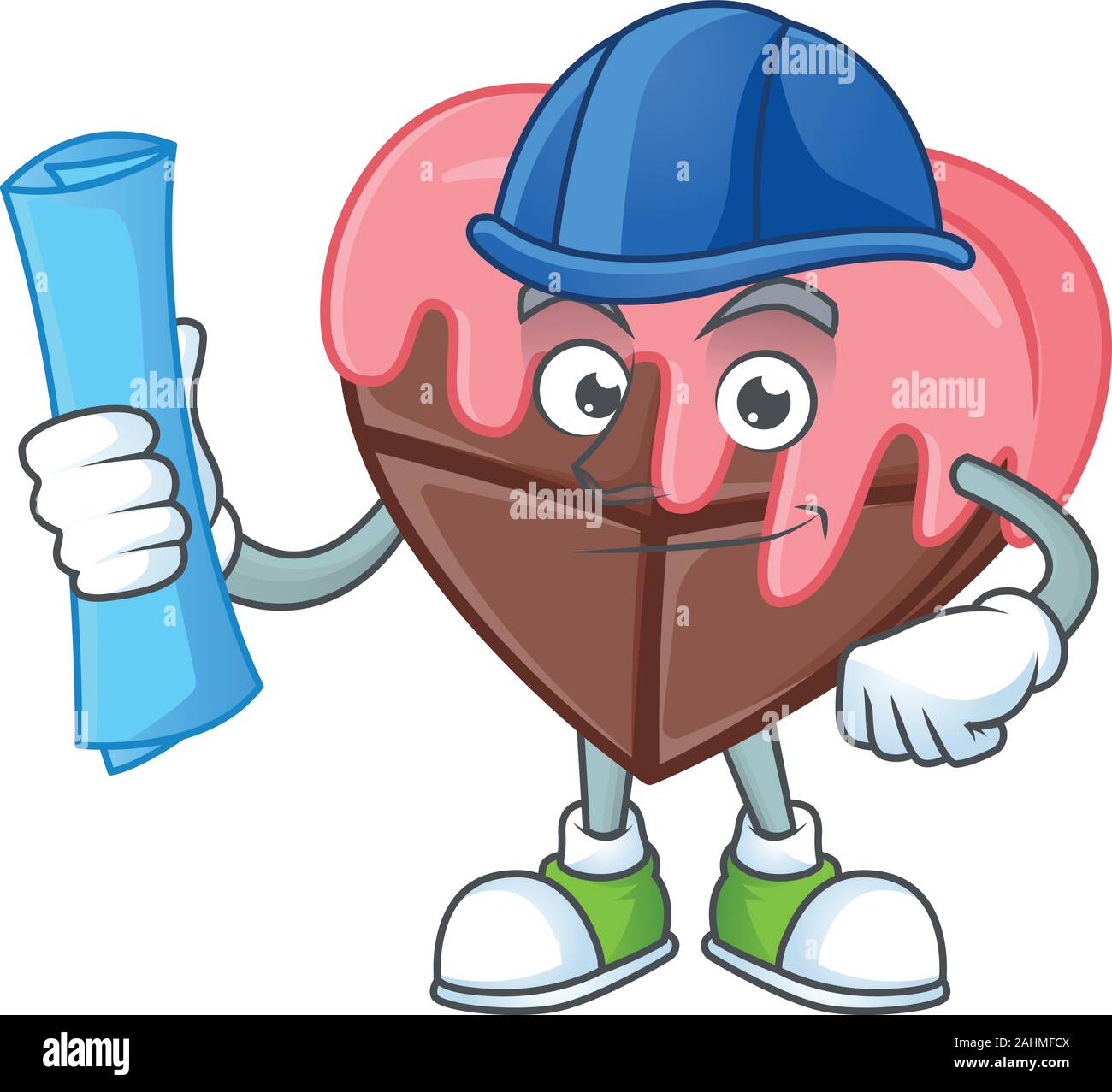 Cheerful Architect love chocolate with pink cartoon character having ...
