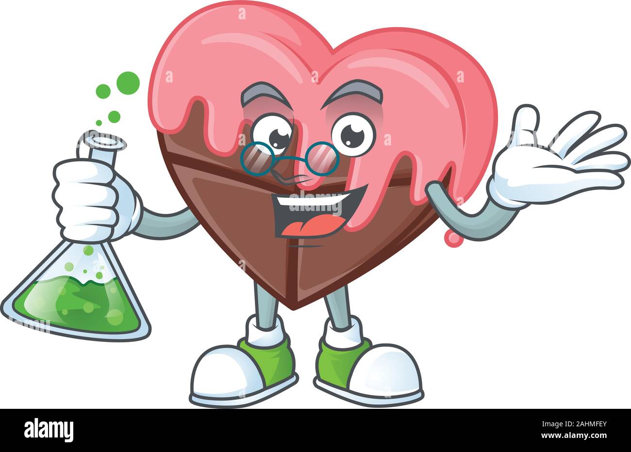 Smart love chocolate with pink cartoon character holding glass tube ...