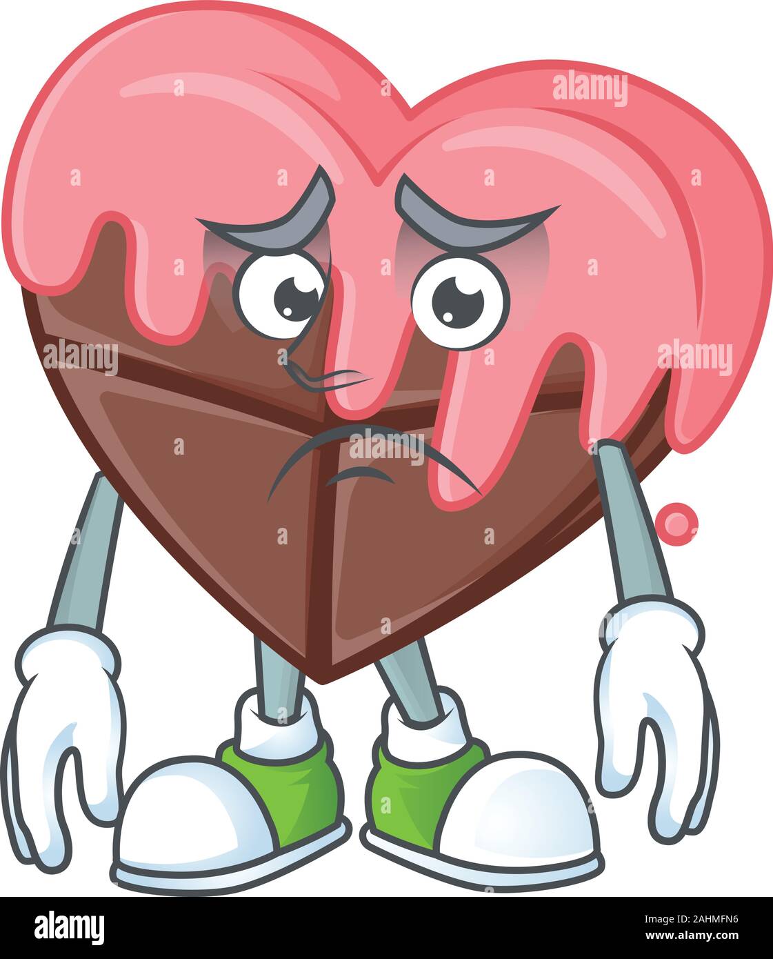 Afraid love chocolate with pink Cartoon character mascot design Stock ...