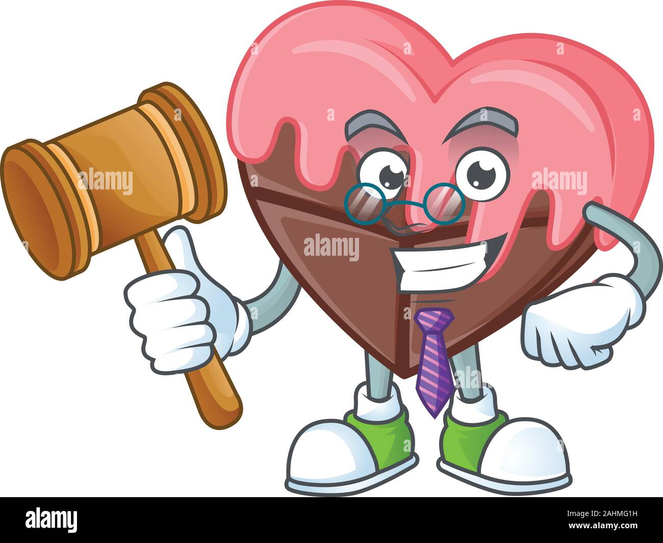 A professional judge love chocolate with pink presented in cartoon ...