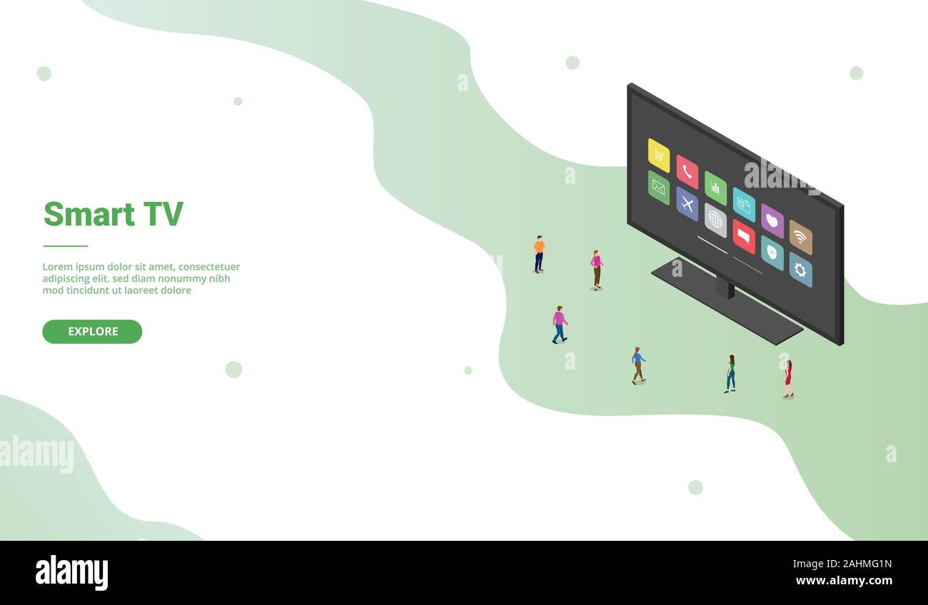 smart tv apps icon with modern isometric style for website landing ...