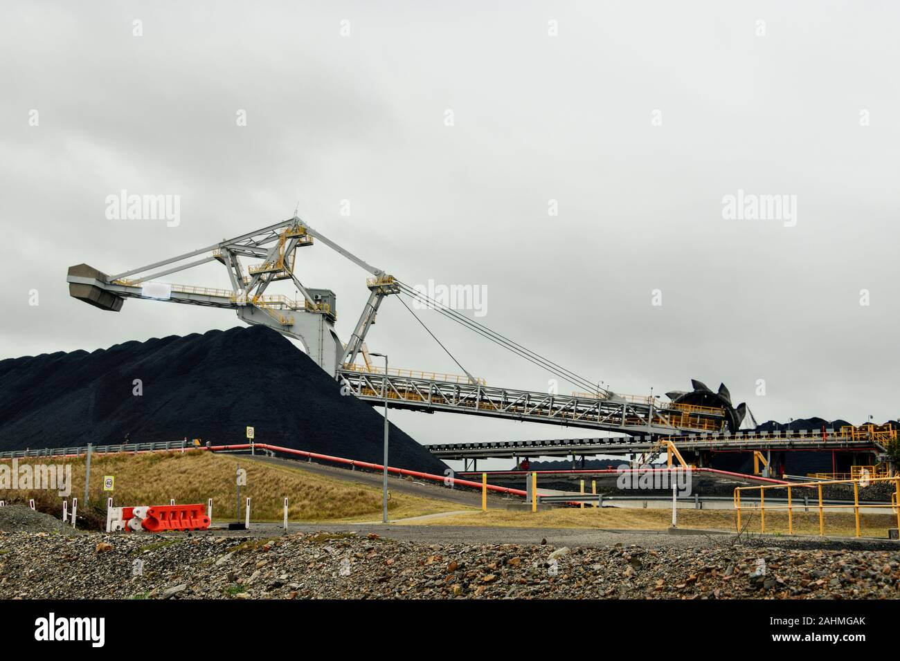 Coal Loaders Stack Piles Coal Ready for Export at Newcastle Australia ...