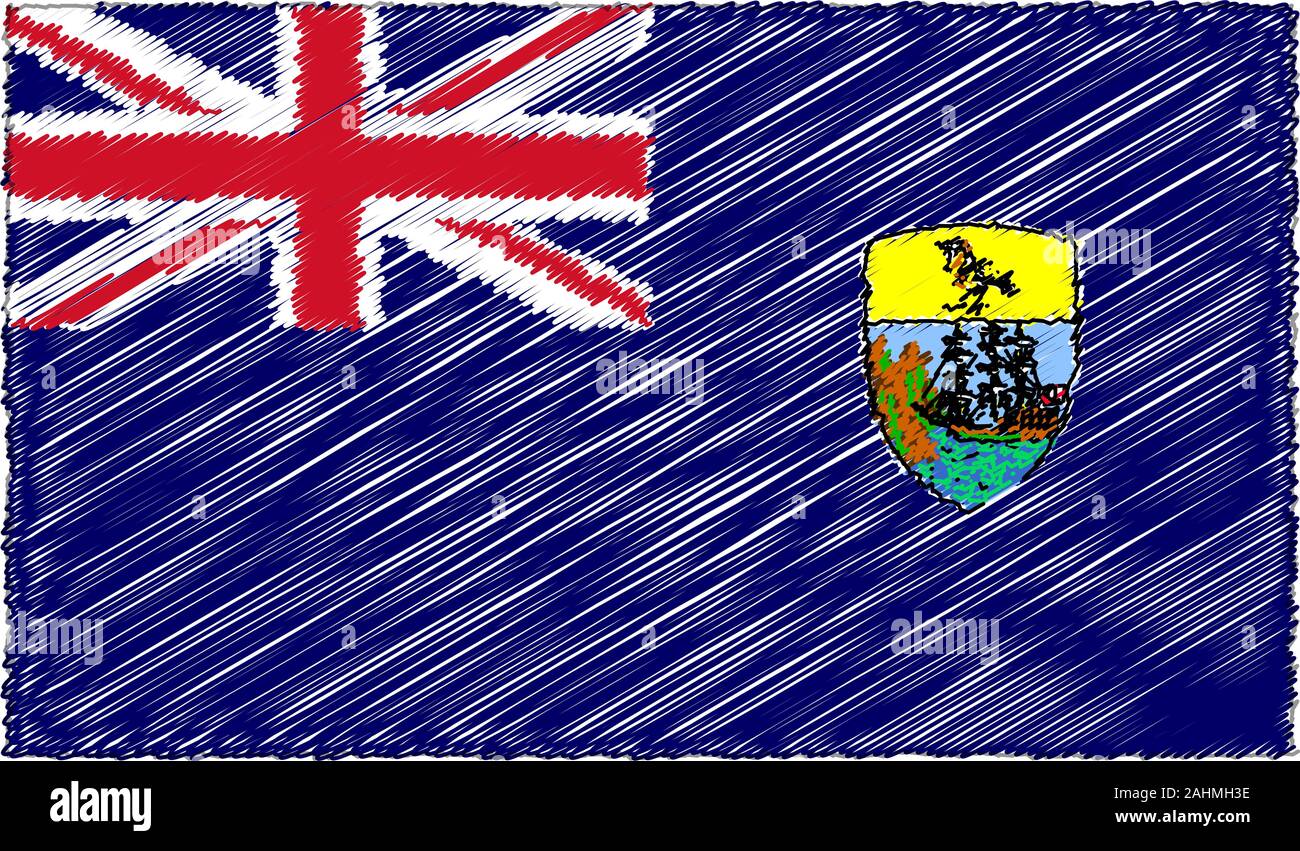 Vector Drawing of Sketch Style Saint Helena Flag Stock Vector Image ...