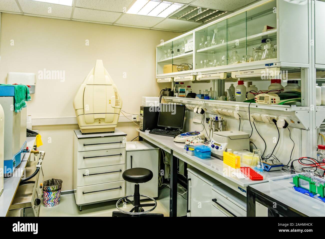 Research laboratory. Interior of a modern chemical and biological ...