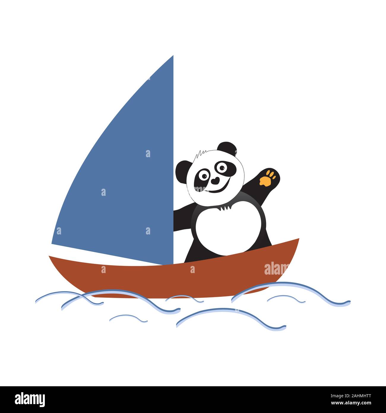 Bear panda athlete sailing in summer competitions. Vector illustration ...