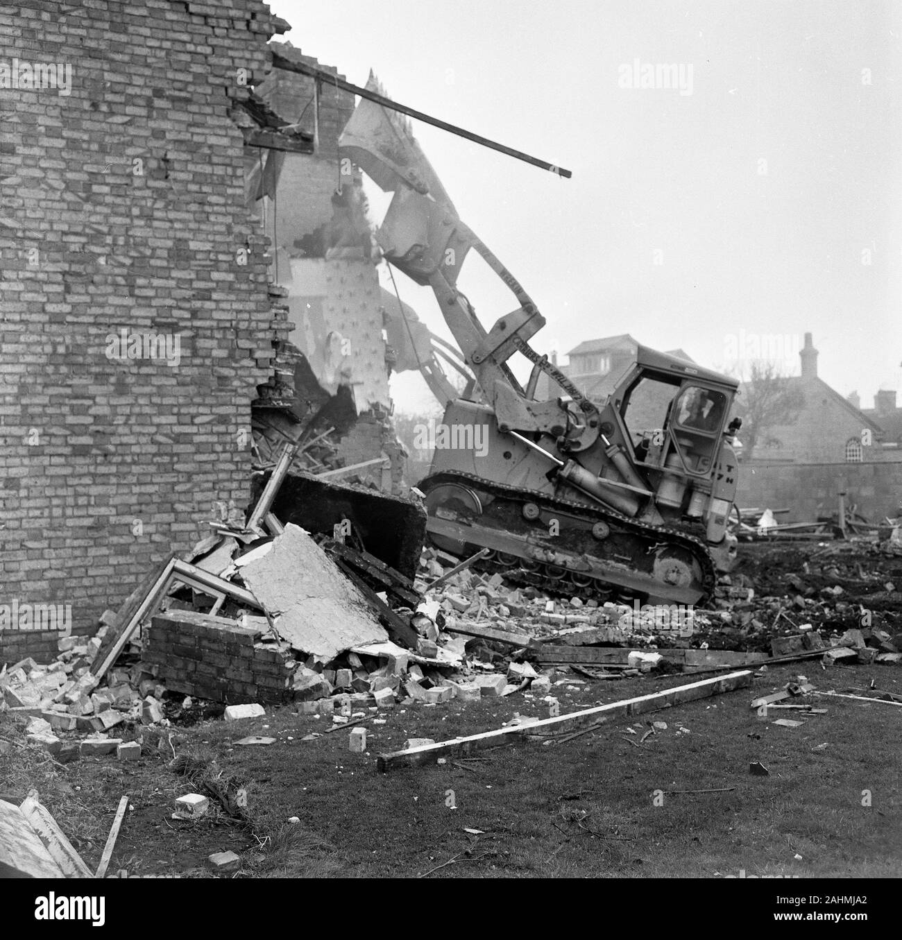 Houses being demolished in Britain Uk in 1968 Stock Photo - Alamy