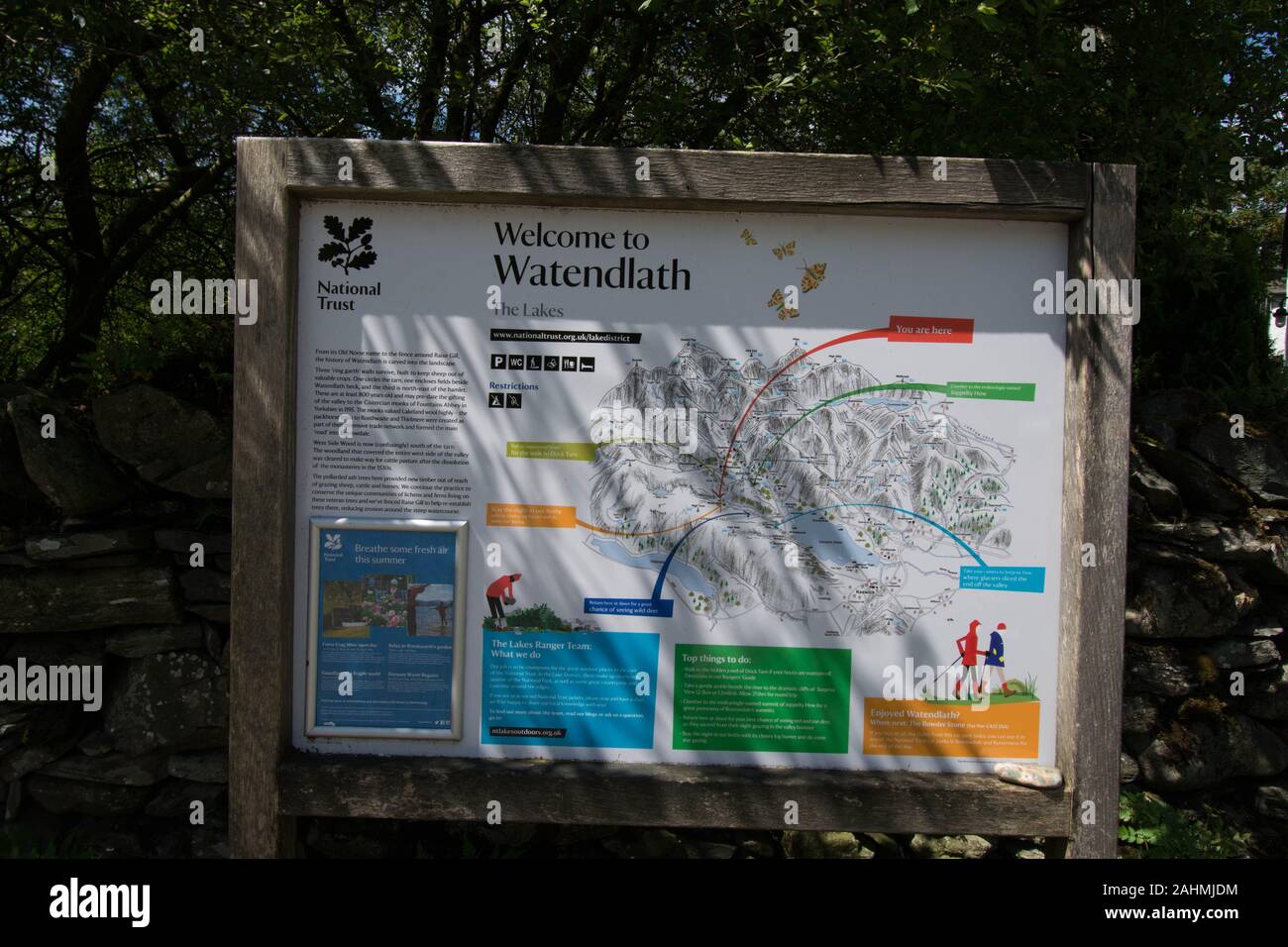 Watendlath Lake District sign board info information National Trust map ...