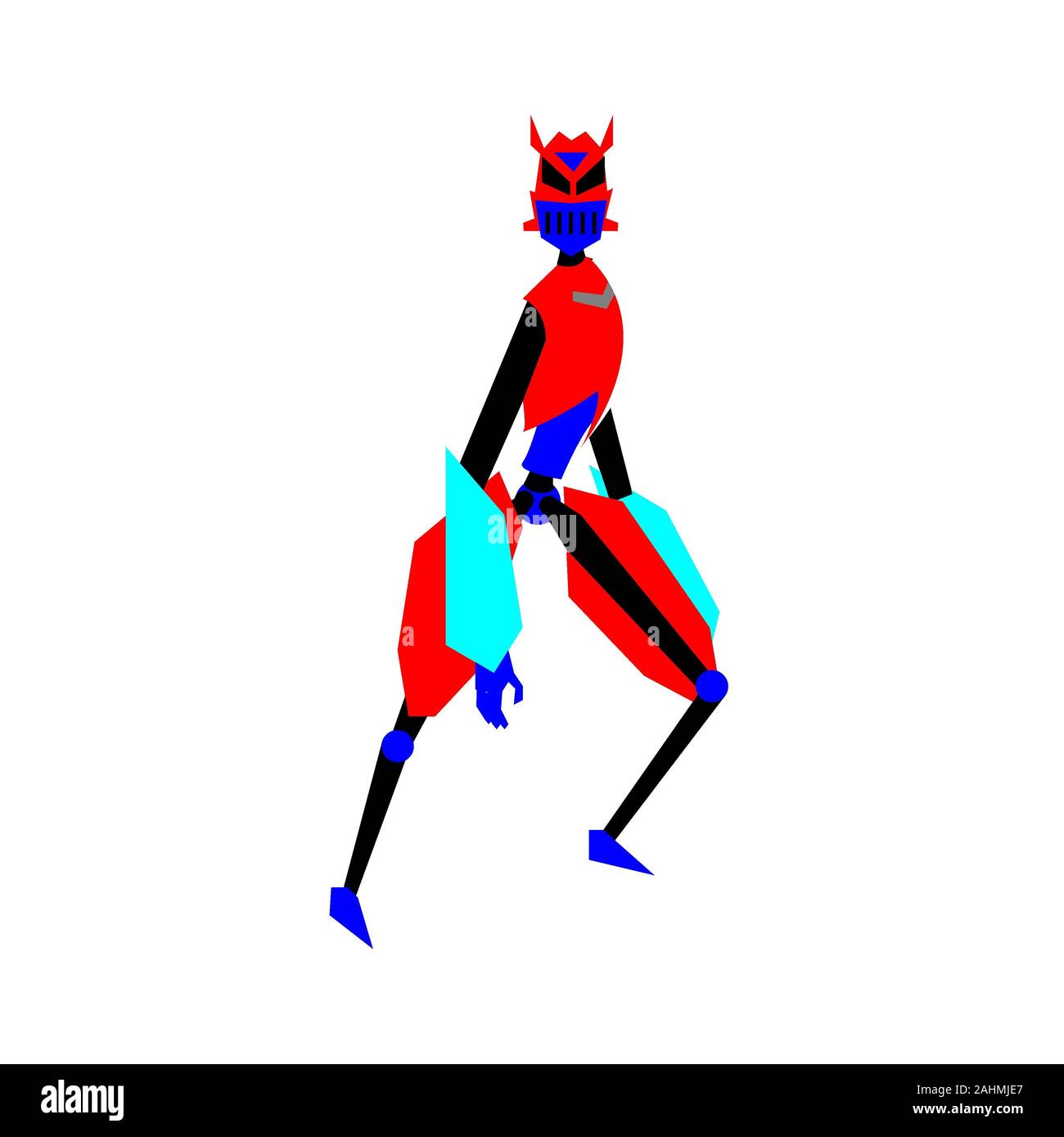 thin, tall, insect robot character . Minimalist flat style. editable ...