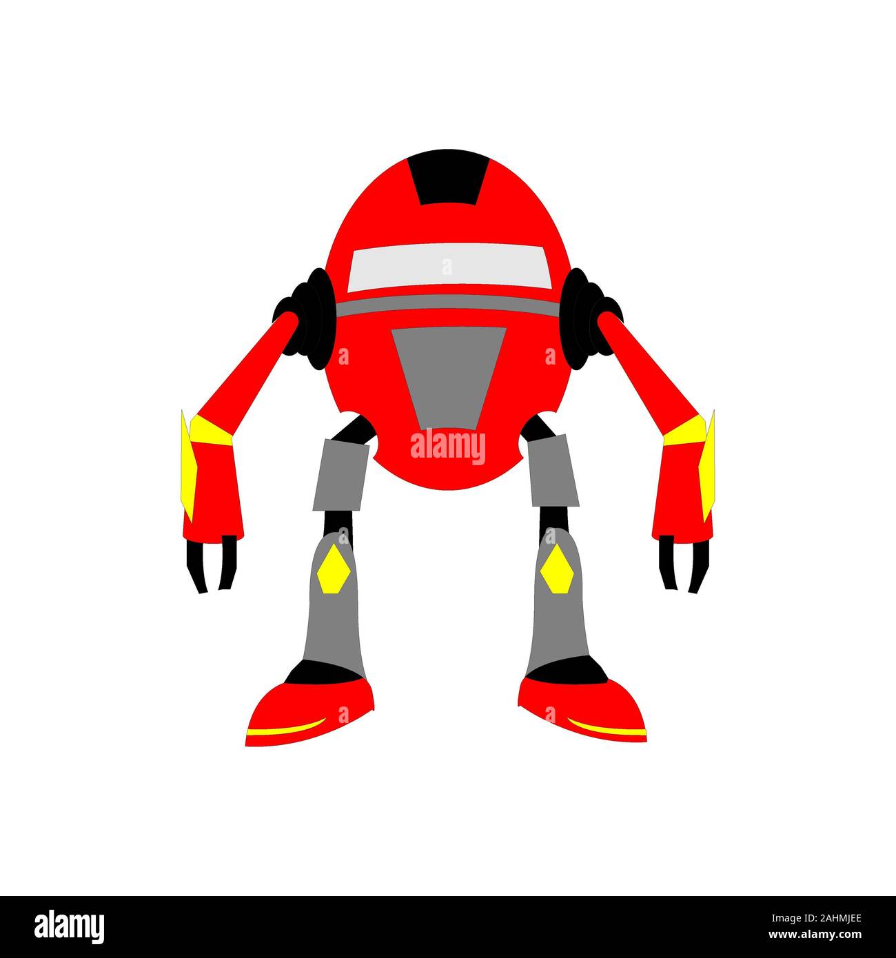 fat, small, red, rounded, robot character . Minimalist flat style ...