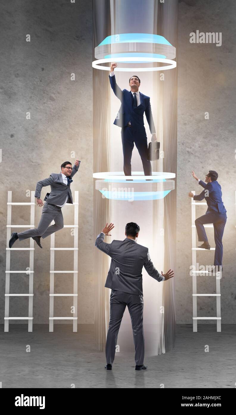 The businessmen in accelerated and fast promotion concept Stock Photo ...