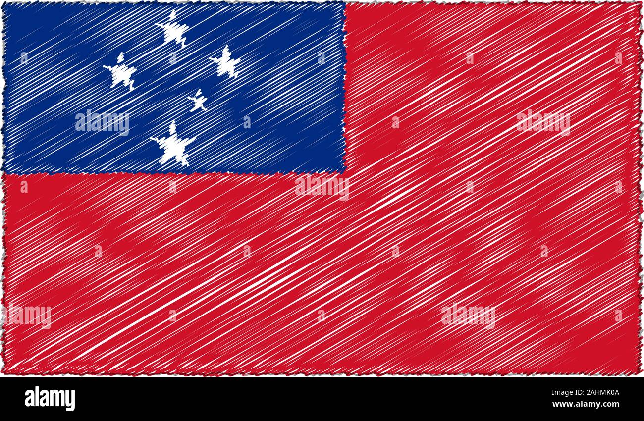 Vector Drawing of Sketch Style Samoa Flag Stock Vector Image & Art - Alamy
