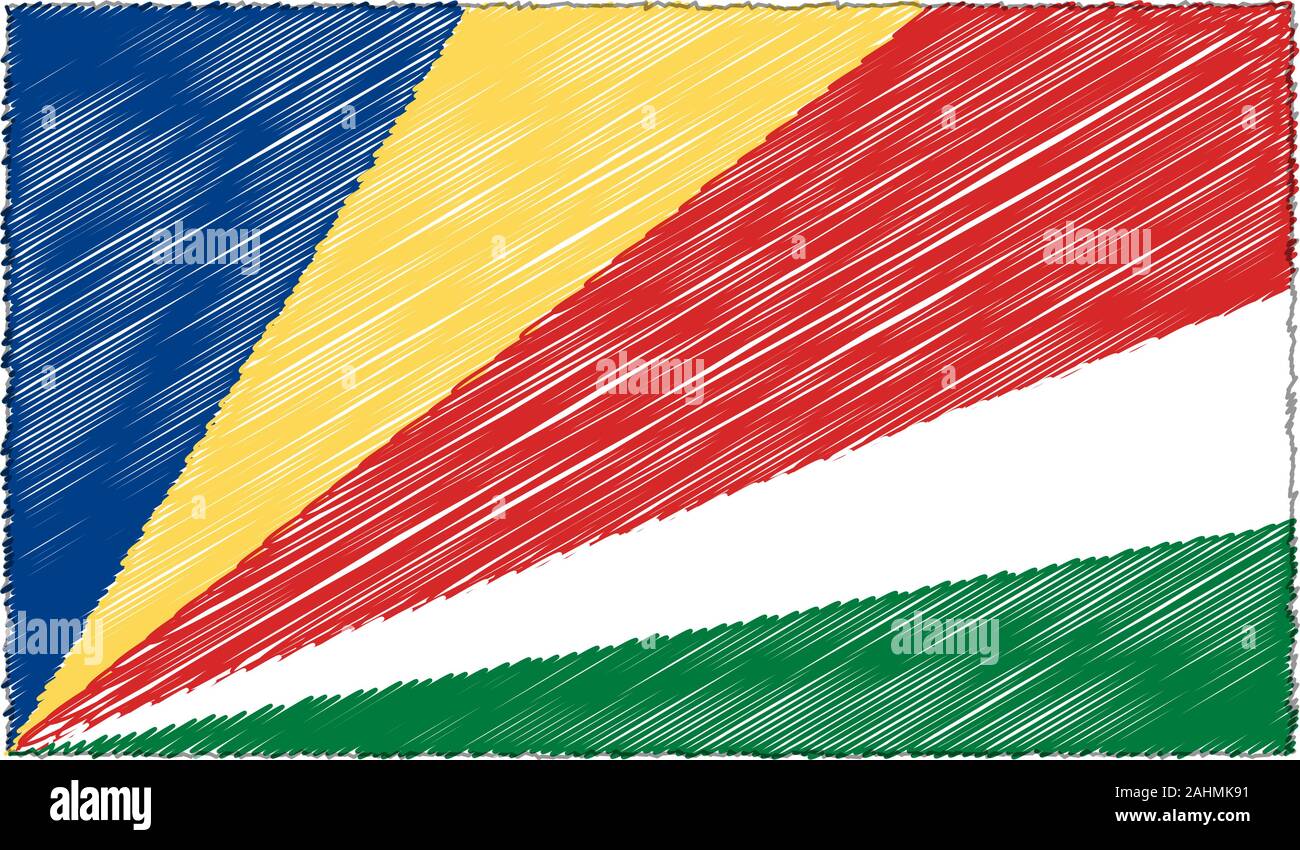Vector Drawing of Sketch Style Seychelles Flag Stock Vector Image & Art ...