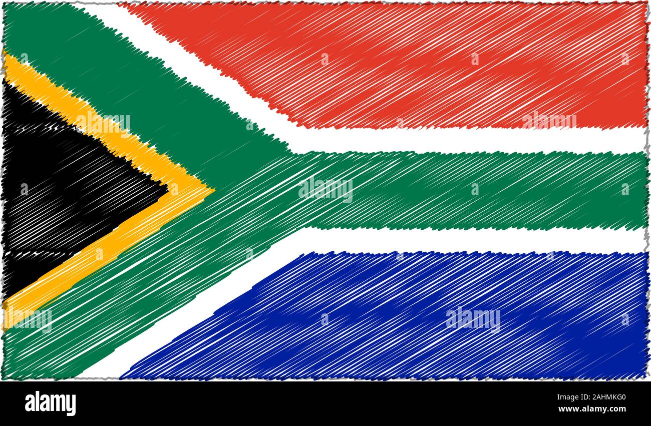 Vector Drawing of Sketch Style South Africa Flag Stock Vector Image ...