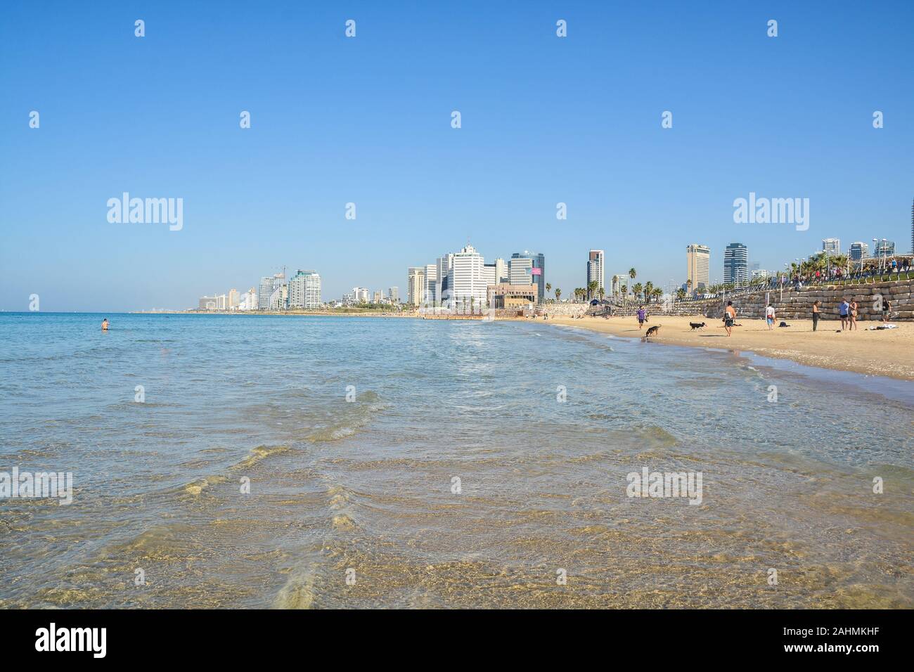 The beaches of Tel Aviv. The coast of the Mediterranean Sea in Israel ...