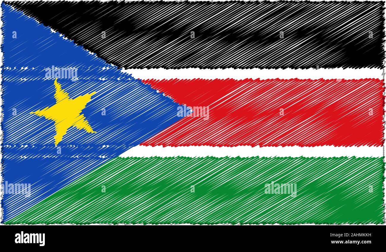 Vector Drawing of Sketch Style South Sudan Flag Stock Vector Image ...