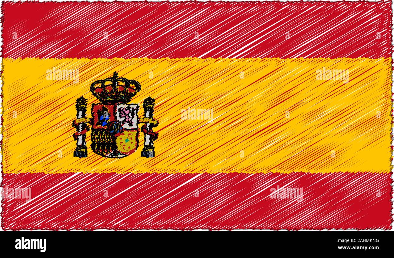 Vector Drawing of Sketch Style Spain Flag Stock Vector Image & Art - Alamy