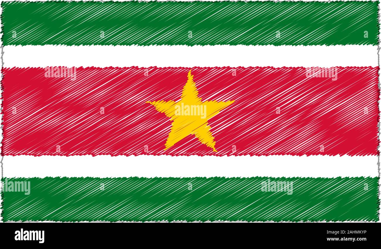 Vector Drawing of Sketch Style Suriname Flag Stock Vector Image & Art ...