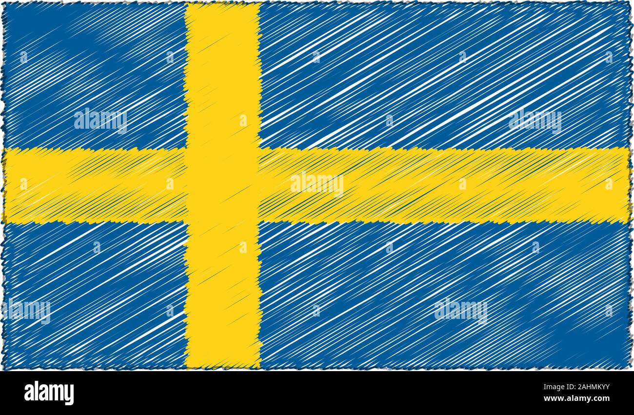 Vector Drawing of Sketch Style Sweden Flag Stock Vector Image & Art - Alamy