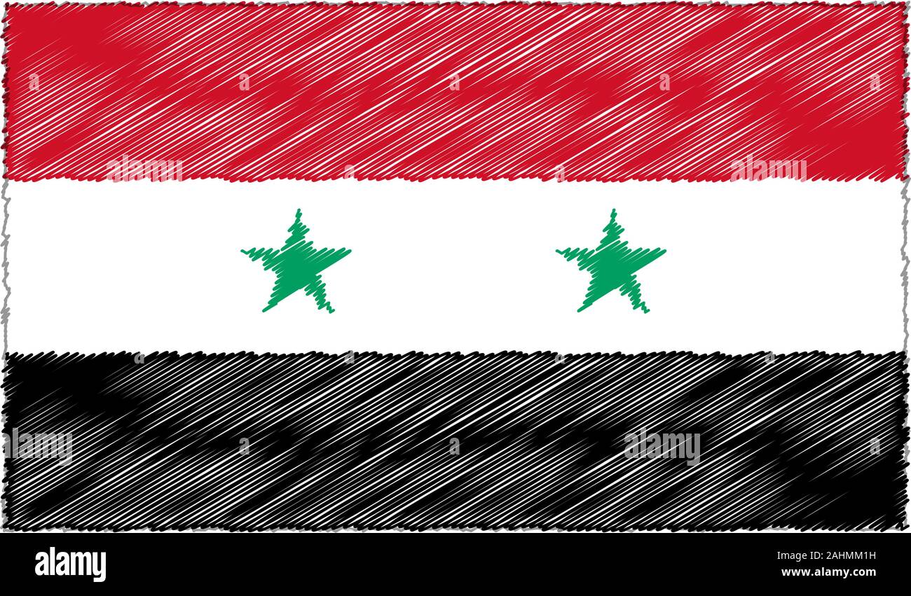 Vector Drawing of Sketch Style Syria Flag Stock Vector Image & Art - Alamy