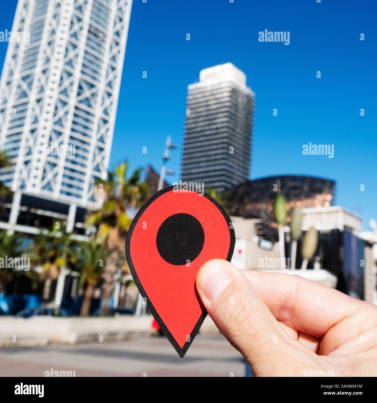 Map city barcelona map pin hi-res stock photography and images - Alamy