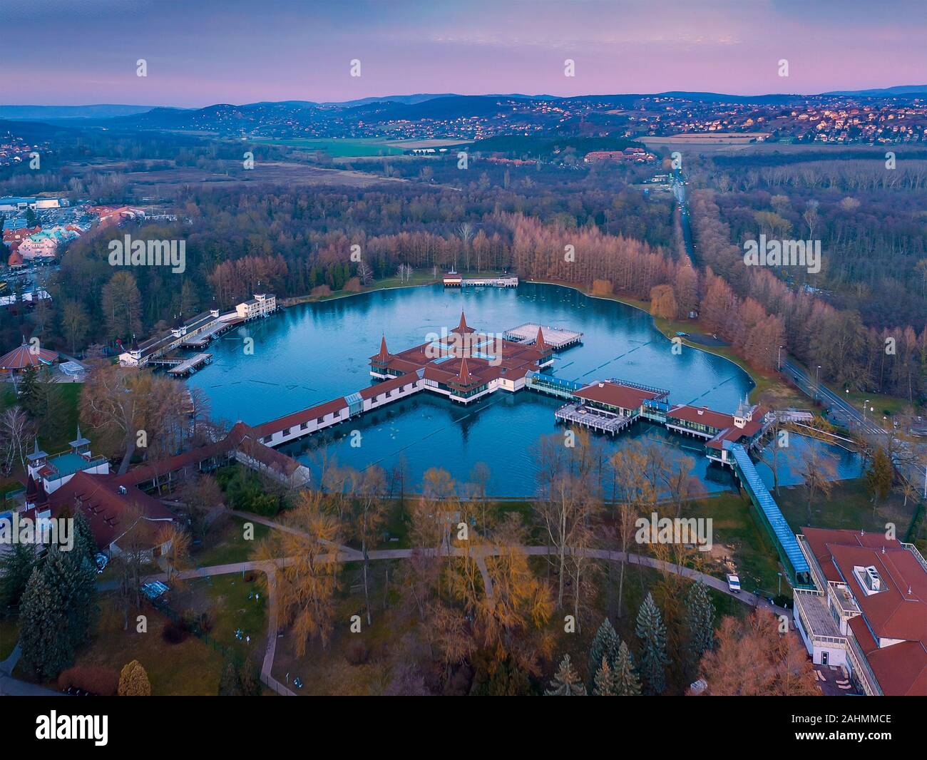 Europe Hungary Heviz Thermal lake bathing lake helathcare. Thermal lake ...