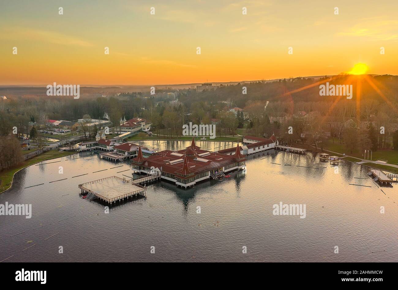 Europe Hungary Heviz Thermal lake bathing lake helathcare. Thermal lake ...