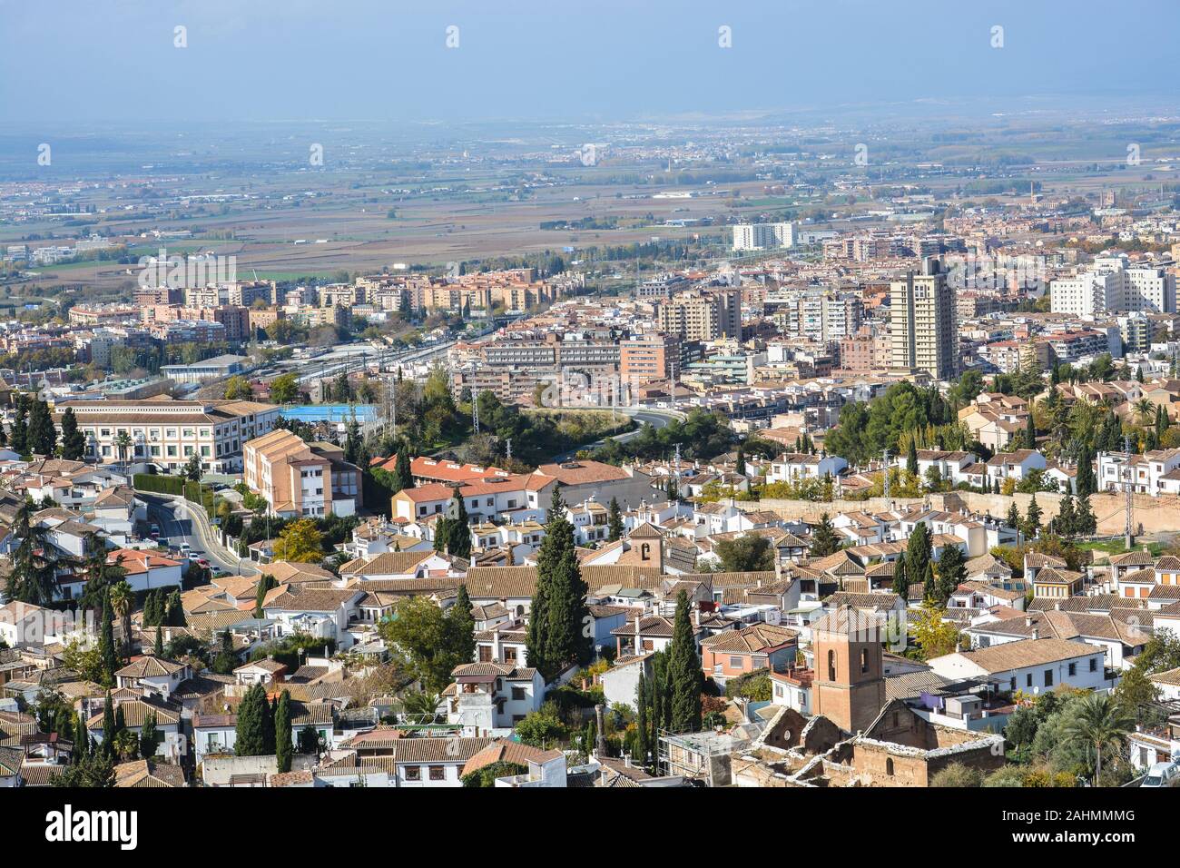 The roofs of Granada. The view from the hill to the city in Spanish ...