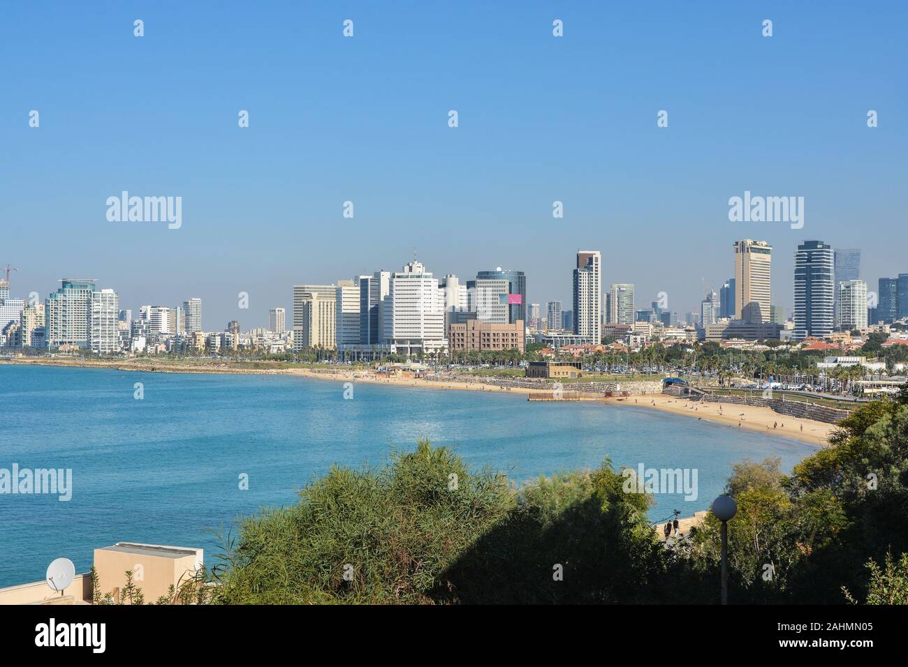 The beaches of Tel Aviv. The coast of the Mediterranean Sea in Israel ...