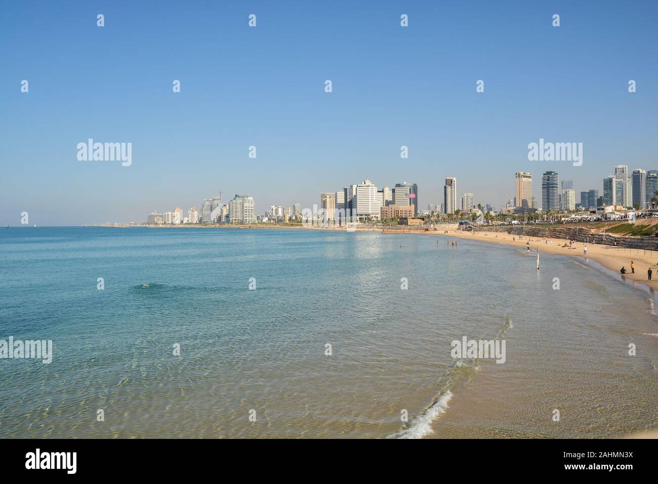 The beaches of Tel Aviv. The coast of the Mediterranean Sea in Israel ...