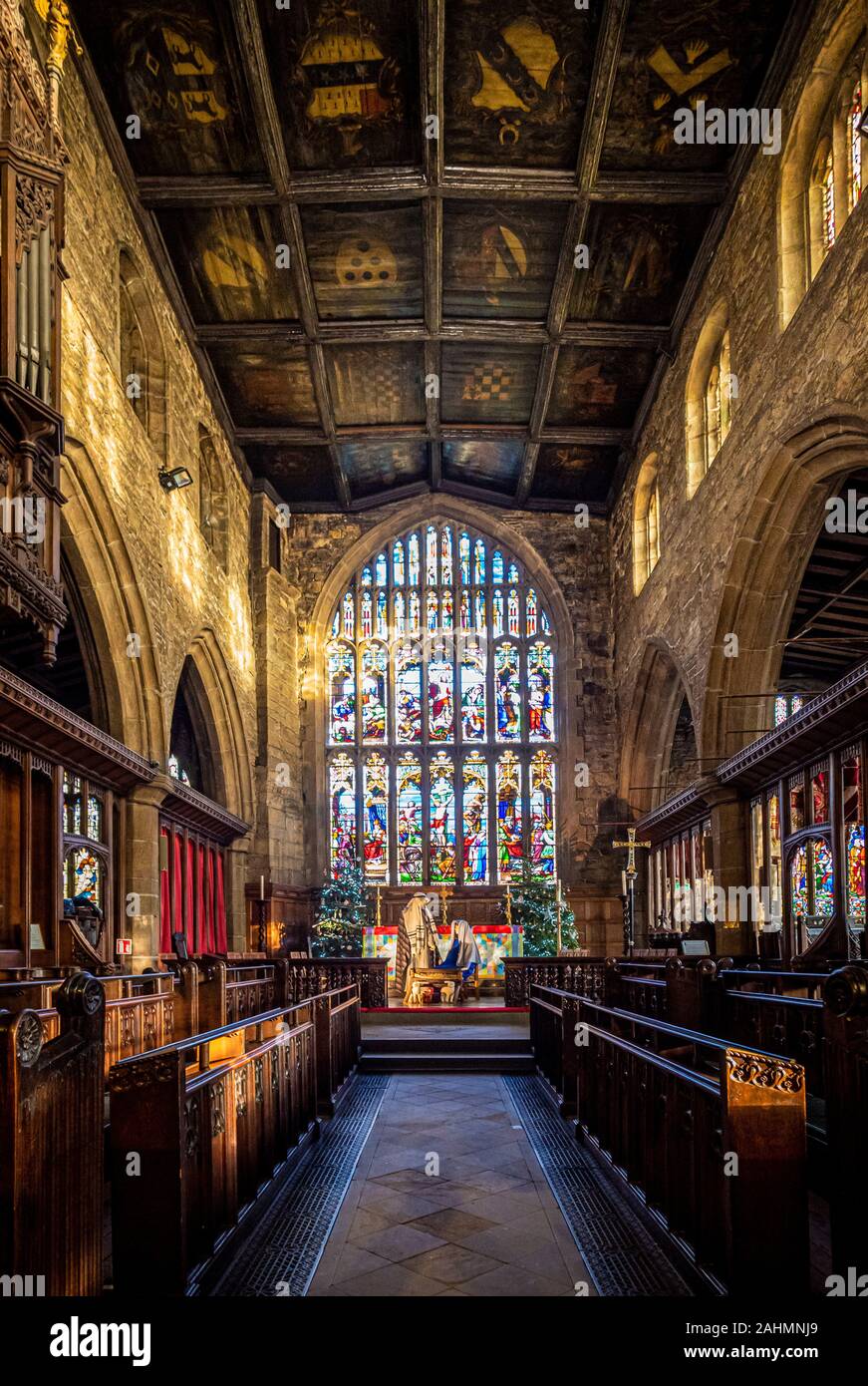 Nativity Scene in Halifax Minster at Christmas, West Yorkshire, UK ...