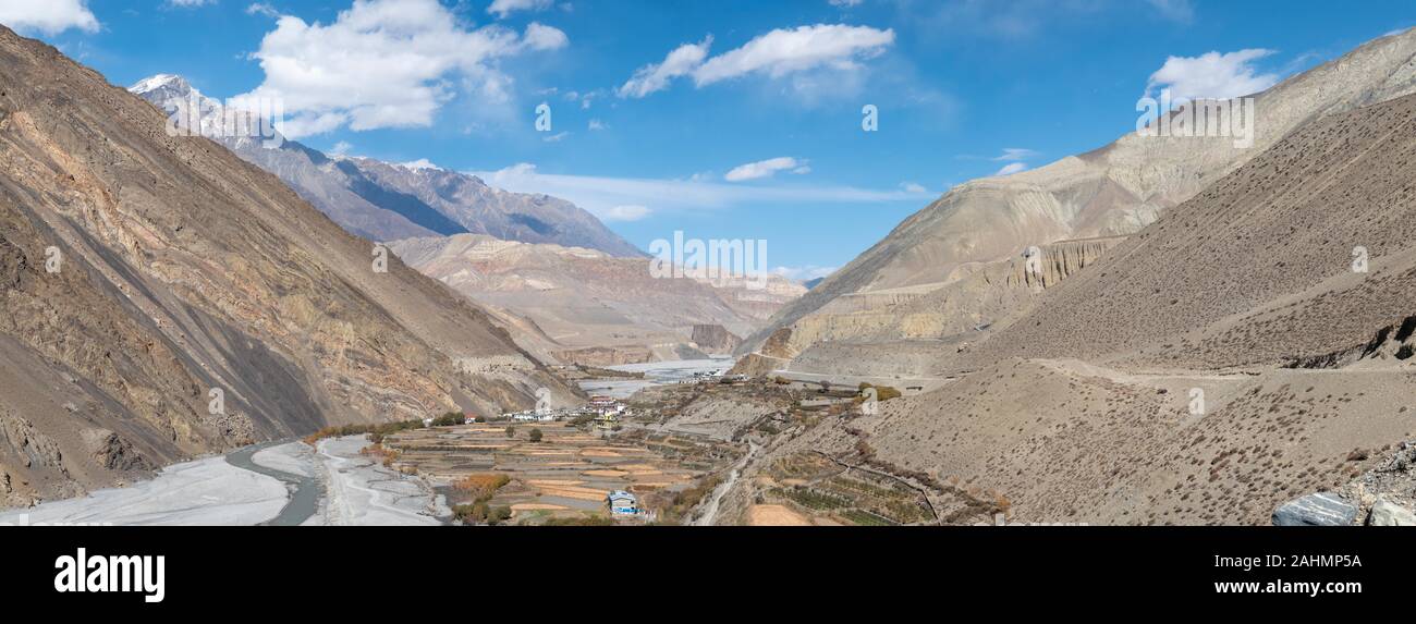 A small Town in the Valley of the Himalaya Mountains of Nepal Stock ...