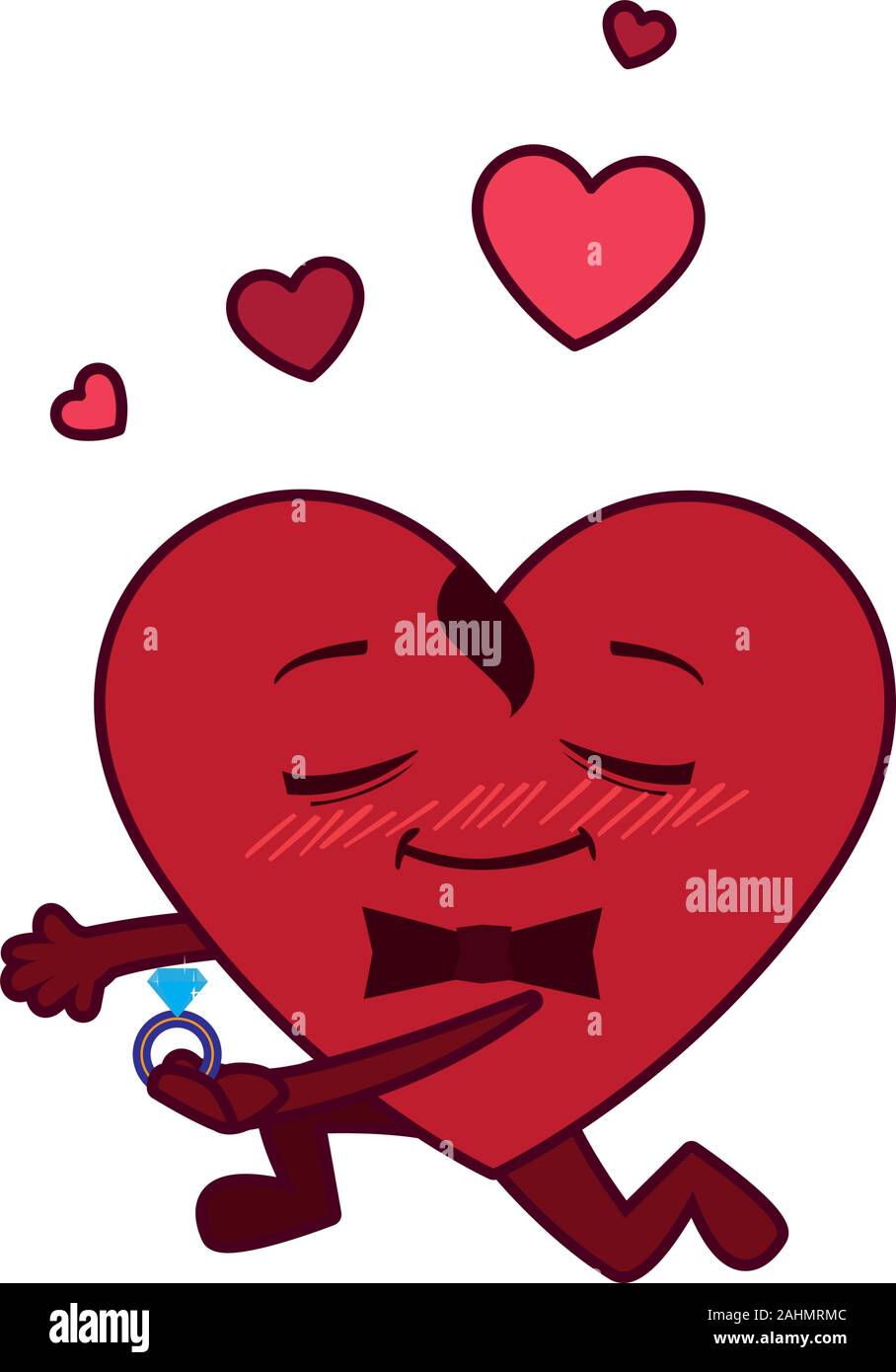 Male red heart cartoon design of love passion romantic valentines day ...