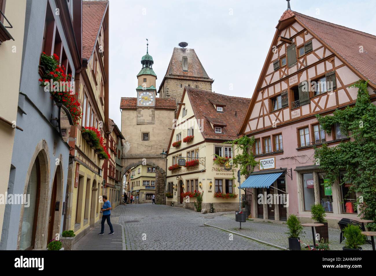 View along Rödergasse towards Markus Tower in the historic centre of ...