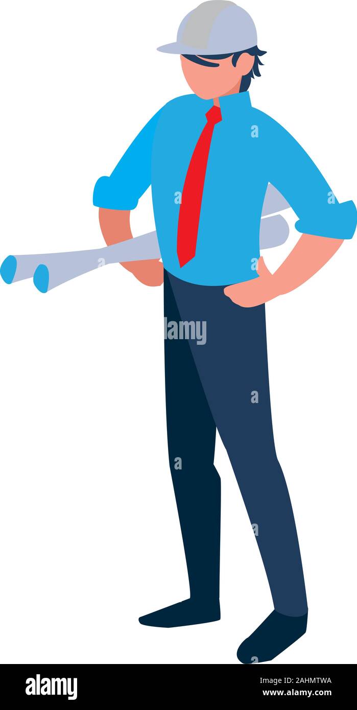 Architect avatar man with white helmet design of Construction working ...