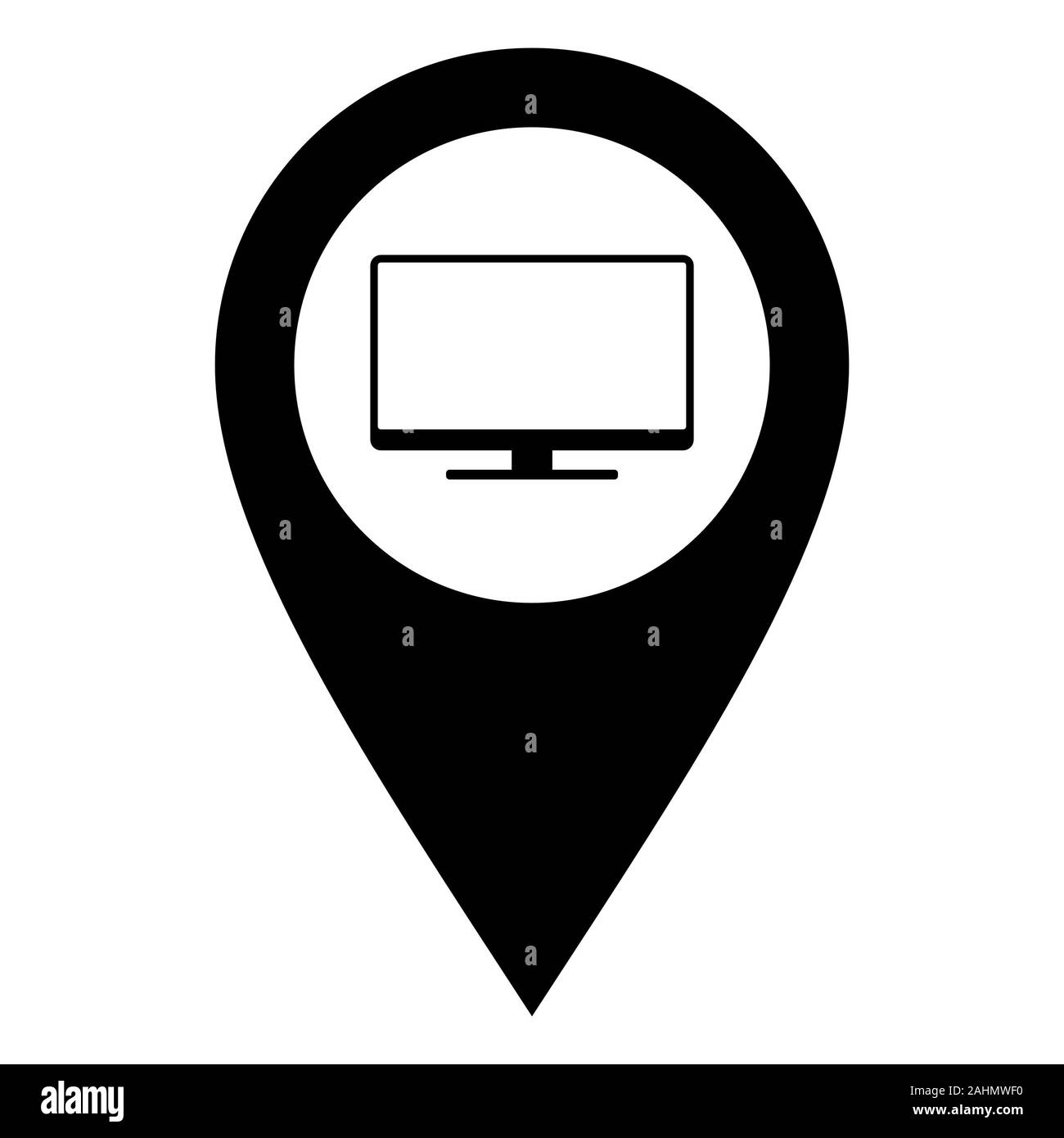 Screen and location pin Stock Photo - Alamy