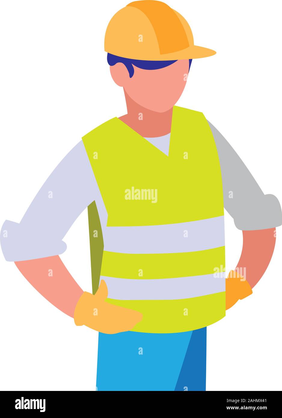 Builder avatar man with yellow helmet design of Construction working ...