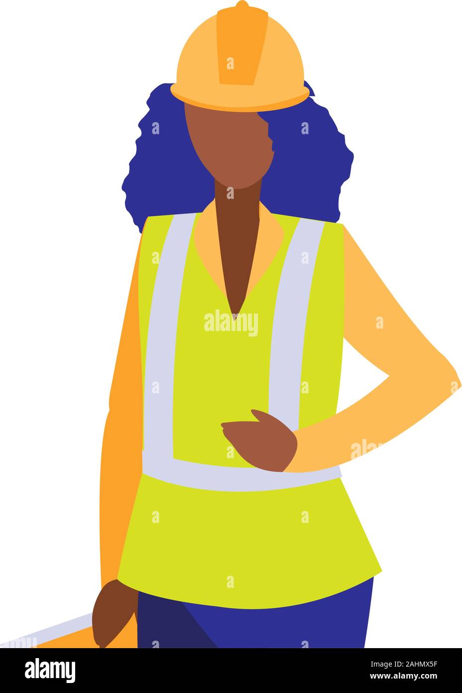 Builder avatar woman with yellow helmet design of Construction working ...