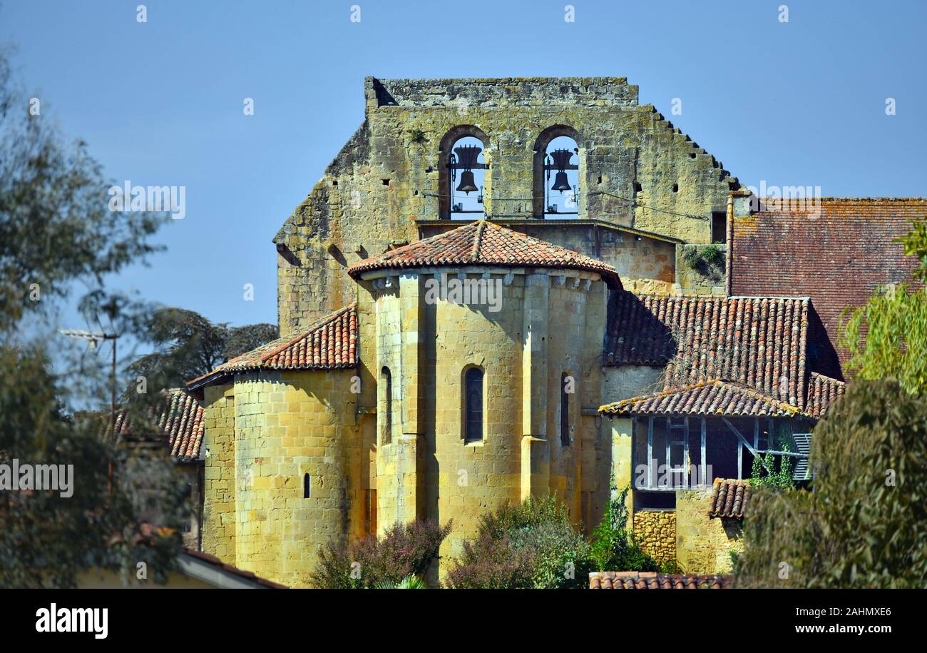 Main building of Pimbo collegiate with Bell tower in focus seen from ...