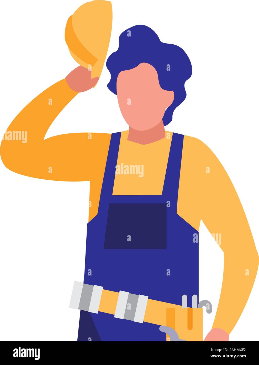 Builder avatar man with yellow helmet design of Construction working ...